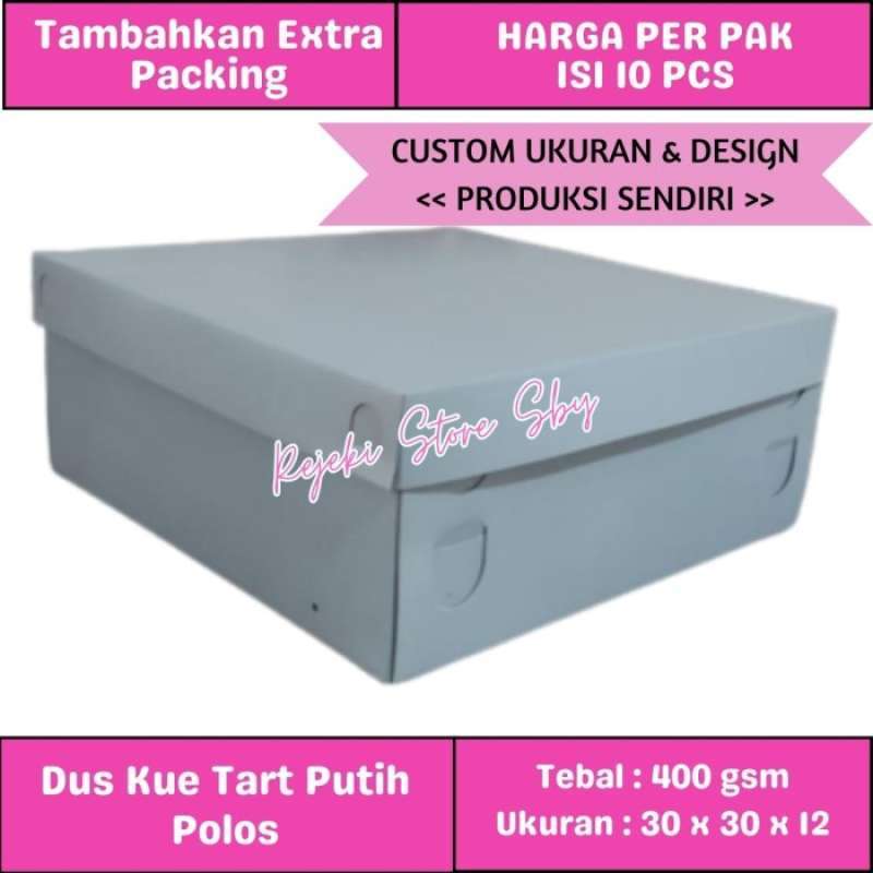 Jual Dus Tart Putih Polos 30 X 30 X 12 - Dus Kue / Box Nasi Di Seller ...