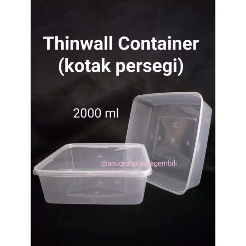 Jual Thinwall Container Square (kotak) 2000 Ml Per 10pcs Di Seller ...