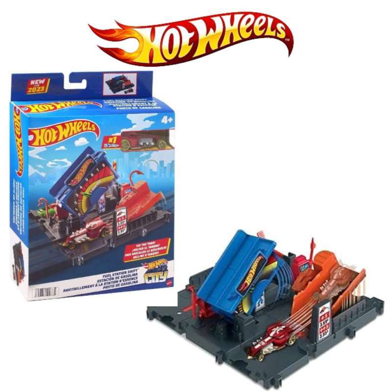 Promo Hot Wheels Track City Explorer Fuel Station Shift Tip The Tank ...