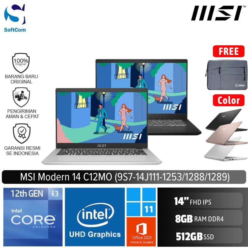 Promo Msi Modern 14 C12mo 1253 1288 1289 Notebook [i3 1215u/8gb/512gb ...