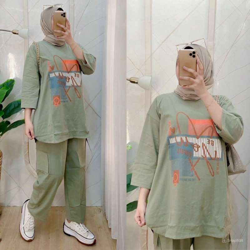 Promo Setelan Cargo Jumbo Wonby Set Bahan Kaos Katun Combed 24s ...