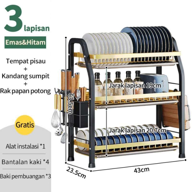 Jual Rak Piring Stainless Dapur Rak Cuci Piring Rak Penyimpanan Piring ...