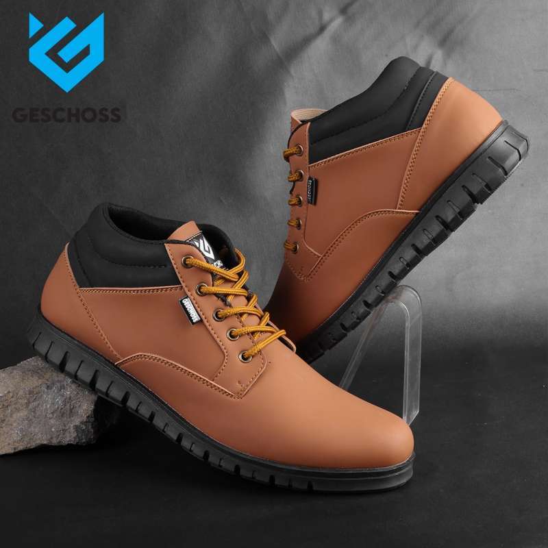 Promo Bossindo Sepatu Pria Kasual Semi Boot Warna Tan Hitam Kerja ...