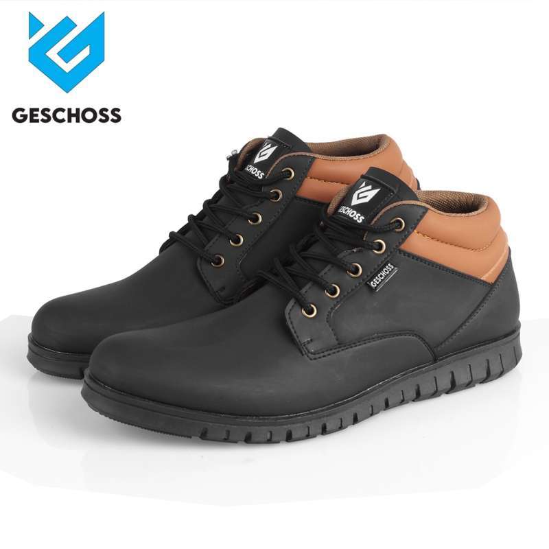 Promo Bossindo Sepatu Pria Kasual Semi Boot Warna Tan Hitam Kerja ...