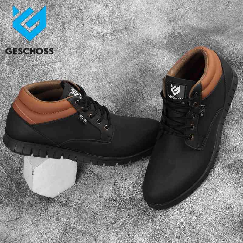 Promo Bossindo Sepatu Pria Kasual Semi Boot Warna Tan Hitam Kerja ...