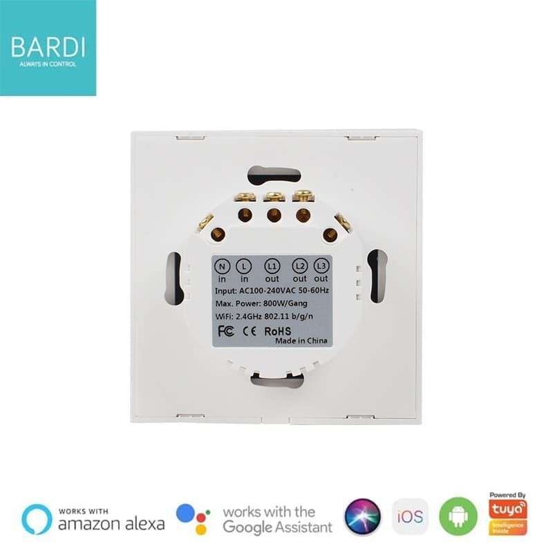 Promo Bardi Smart Wall Switch Eu3 Gang Hitam / Putih Saklar Wifi Touch ...