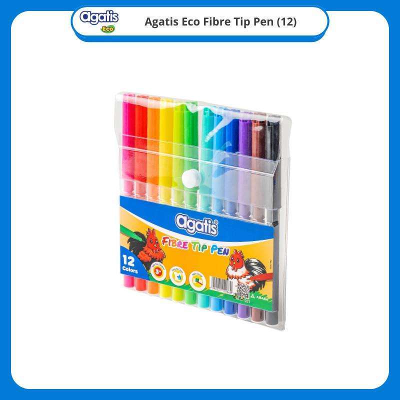 Jual Agatis Eco Spidol Warna Fibre Tip Pen 12 Warna Di Seller Asaba ...