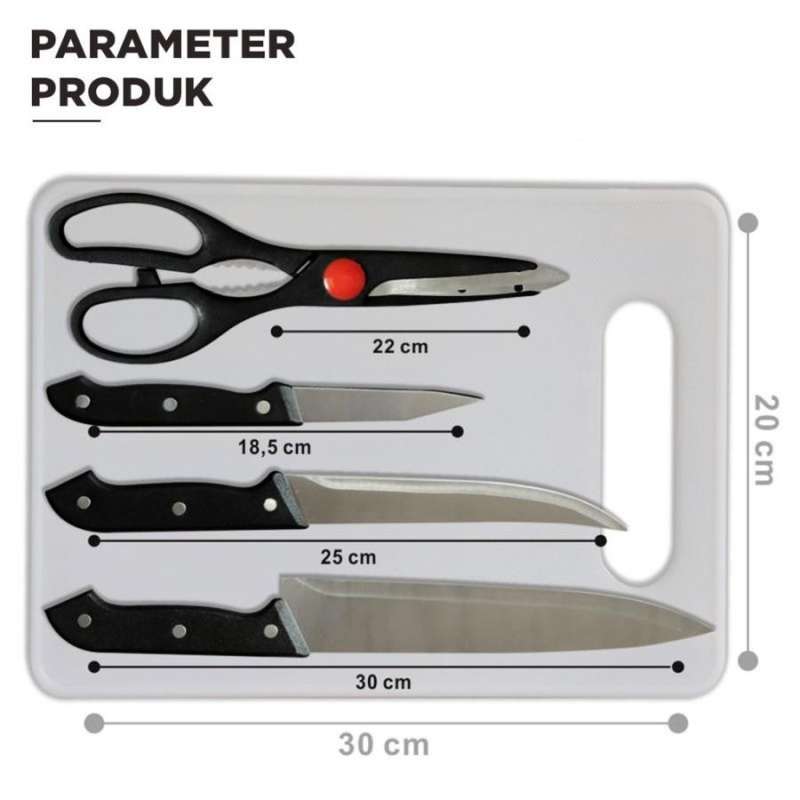 Jual Gsf Original 5 In 1 Set Pisau Dapur Gunting Talenan Stainless ...