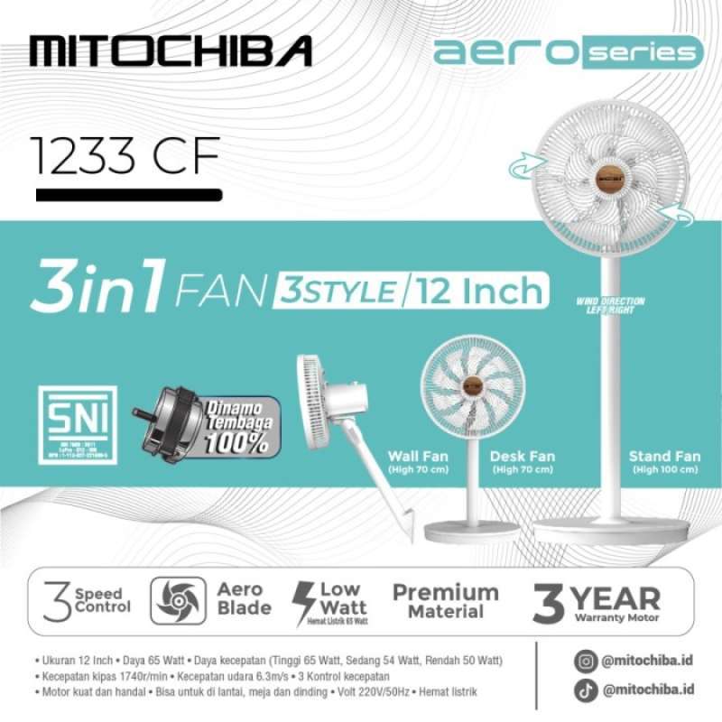 Promo Mitochiba Kipas Angin Listrik 3 In 1 / Electric Fan 12 Inch ...