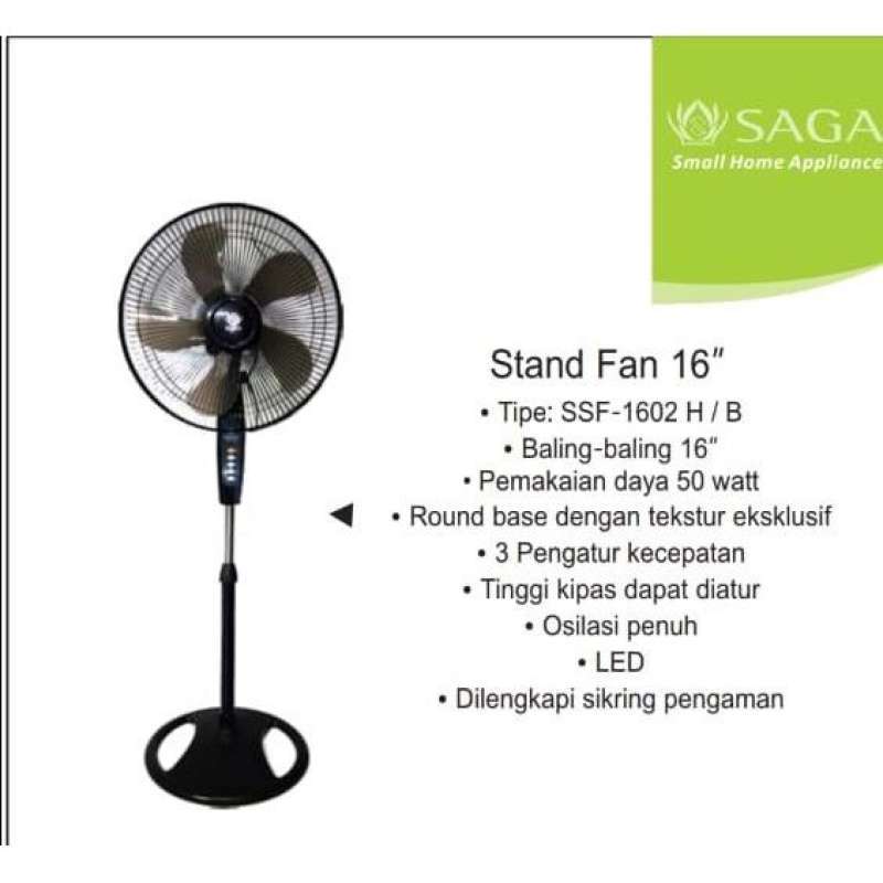 Promo Kipas Angin Saga Ssf-1602 - Hitam Diskon 23% Di Seller Hayami ...