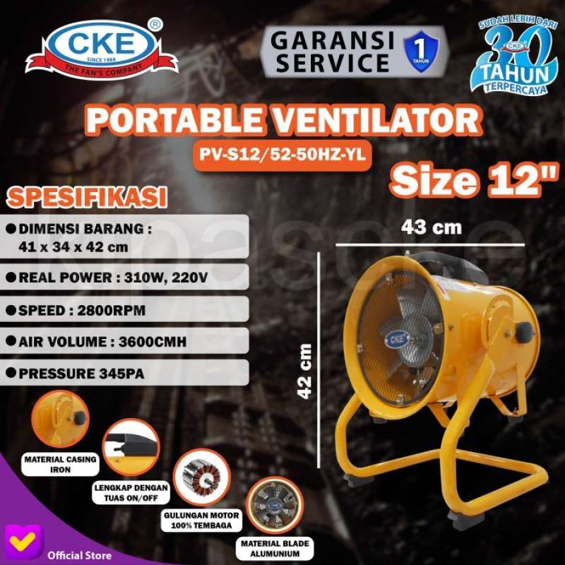 Promo Portable Ventilator Cke Pv-s12 52-50hz 12 Inch Blower Eksos ...