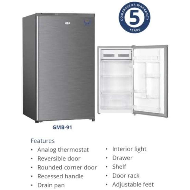 Jual Gea Kulkas Gmb 91 Gmb91 Portable Mini Bar Minibar Inox / Matt Grey ...