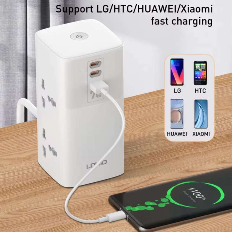 Jual Ldnio Sc4383 Plug Power Strip 4 Socket 3 Multiple Chargers ...