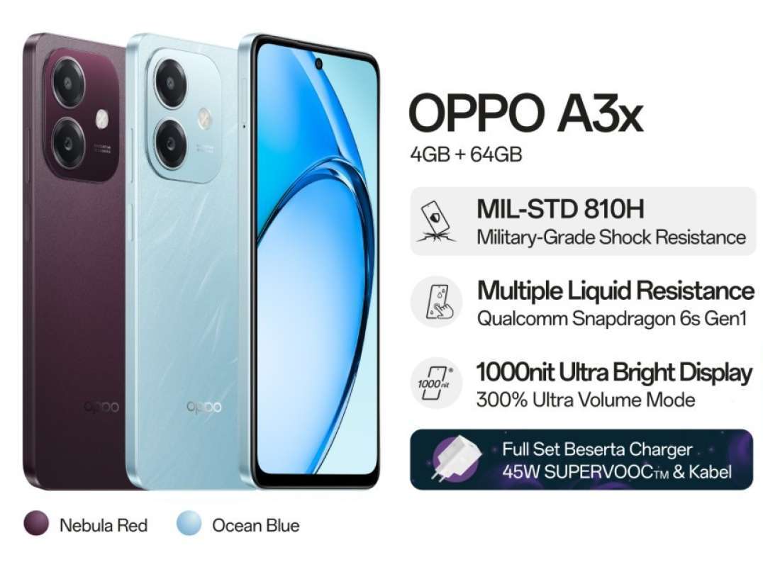 Jual Oppo A3x Ram 8/64 Gb Garansi Resmi Original 1 Tahun - Biru Di Seller Zhncell - Krembangan ...