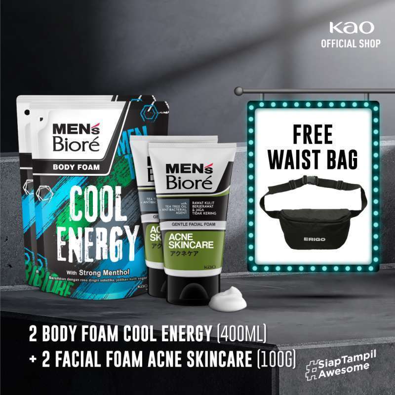 Promo Men's Biore Acne Skincare Facial Foam [100 Gr] - Twinpack + Men's ...