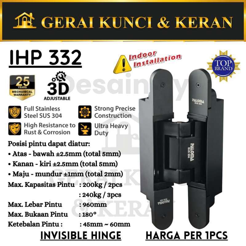 Promo Paloma Ihp 332 Engsel Tanam Pintu Invisible Concealed Hinge Pintu ...