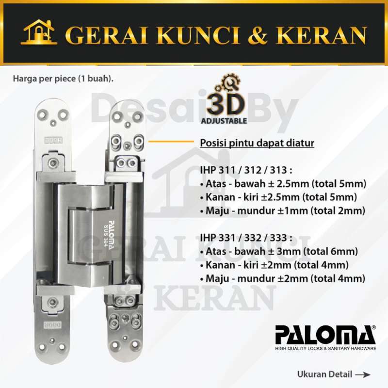 Promo Paloma Ihp 332 Engsel Tanam Pintu Invisible Concealed Hinge Pintu ...
