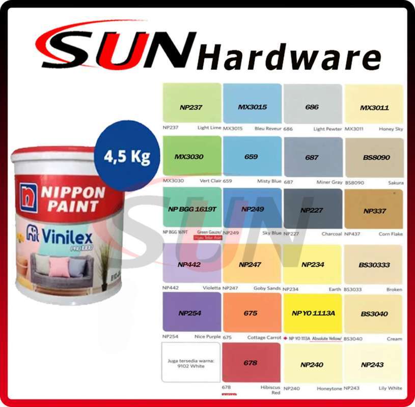 Jual Cat Tembok Vinilex Pro 1000 4.5 Kg Galon Nippon Paint Dinding Di ...