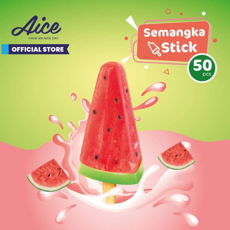Promo Aice Ice Cream Semangka Stick 65g Es Krim (1 Karton = 50 Pcs ...