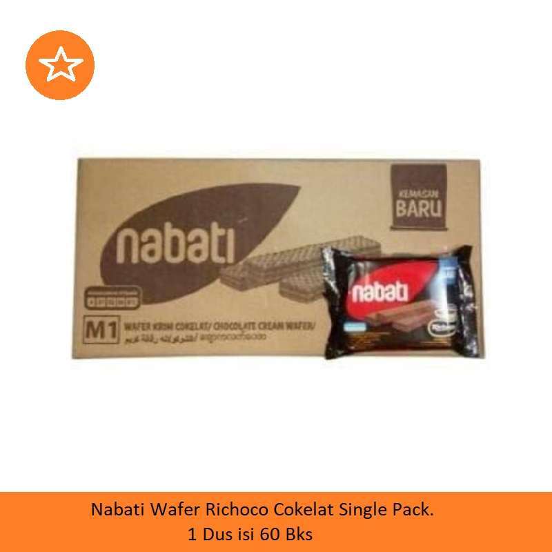 Jual [1 Carton] Nabati Wafer Richoco Cokelat Single Pack | Dus Isi 60 ...