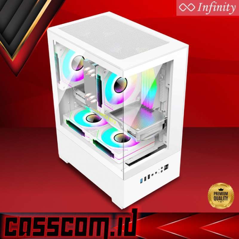 Jual Casing Pc Gaming Infinity Noir White M-atx Tempered Glass Casing ...
