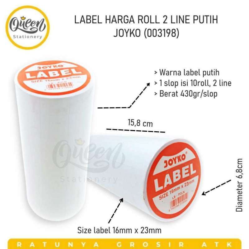 Jual 1 Slop Label Roll 2 Line Putih Joyko / Label Harga / Tag Harga ...