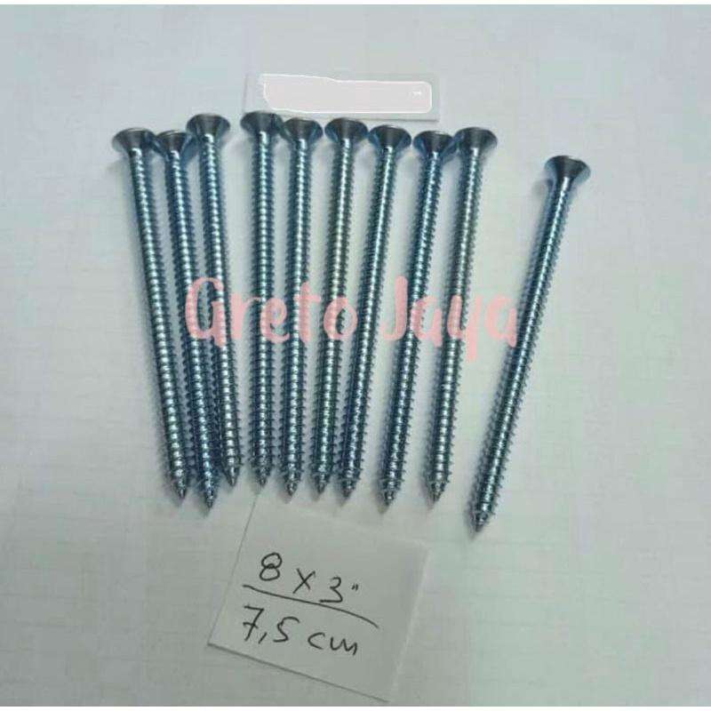 Jual ( Skrup Trepes 8x3 ) 1 Dos Moon Lion Screw Fh Tapping Sekrup ...