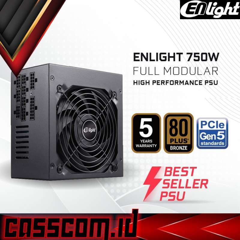 Jual Psu Enlight Black Silver 750w 80+ Bronze - Power Supply 750 Watt ...