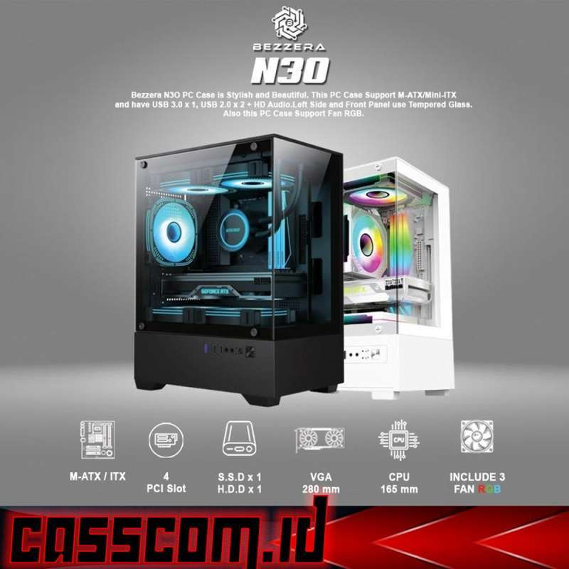 Jual Casing Pc Gaming Bezzera N30 USB 3.0 + 3 Free Fan Rgb Lighting Di ...