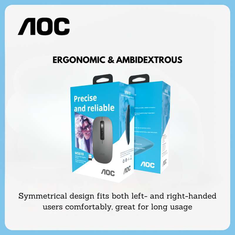 Promo Aoc Ms610 Mouse Optical Wireless Dual Mode Connectivty 2.4g ...