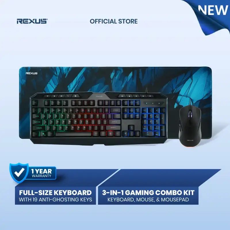 Promo Rexus Warfaction Vr4 3in1 Gaming Combo Kit - Keyboard Mouse ...