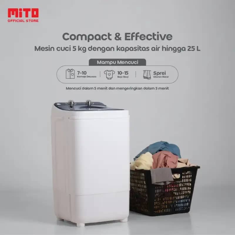 Jual Mito Wm85 Portable Washing Machine | Kapasitas 5kg | Click & Dry ...