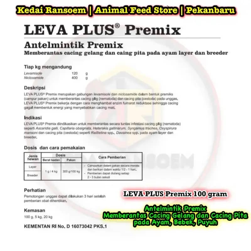 Jual Leva Plus Premix 100 Gr | Memberantas Cacing Gelang & Cacing Pita ...