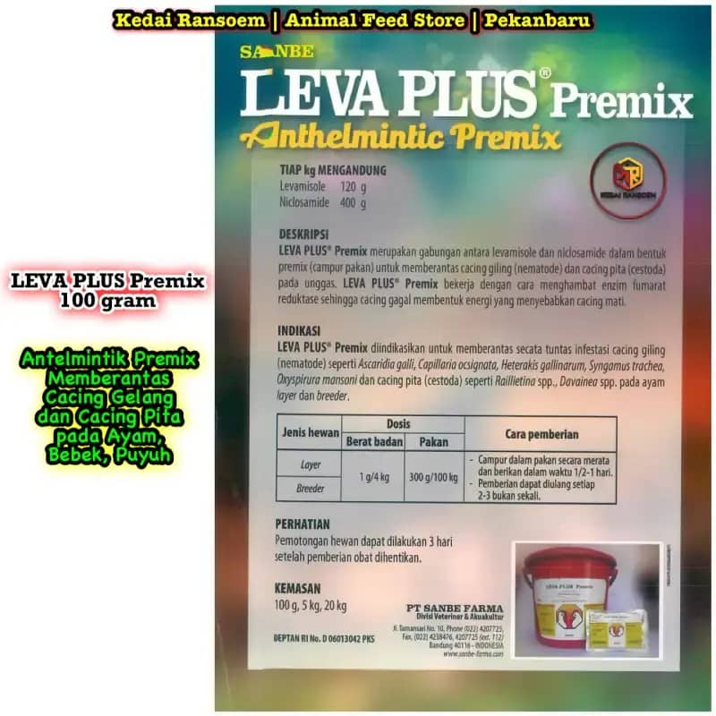 Jual Leva Plus Premix 100 Gr | Memberantas Cacing Gelang & Cacing Pita ...