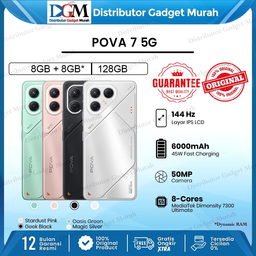 Promo Tecno Pova 7 5g 8/128gb 50mp Primary Camera Baterai 6000 Mah ...