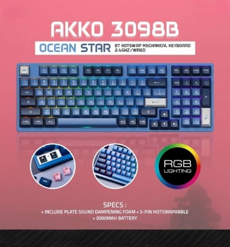 Promo Akko 3098b Ocean Star Wireless Wired Mechanical - Gaming Keyboard ...