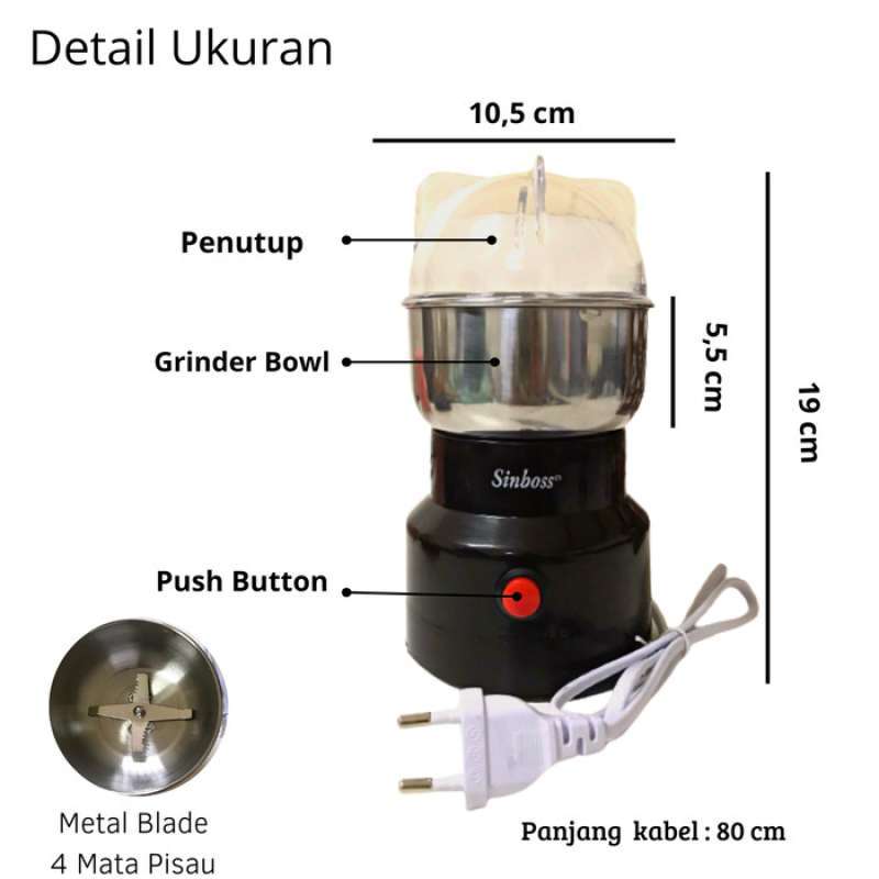 Jual Alat Giling Kopi/bumbu Electric Grinder 4 Metal Blade Multifungsi ...