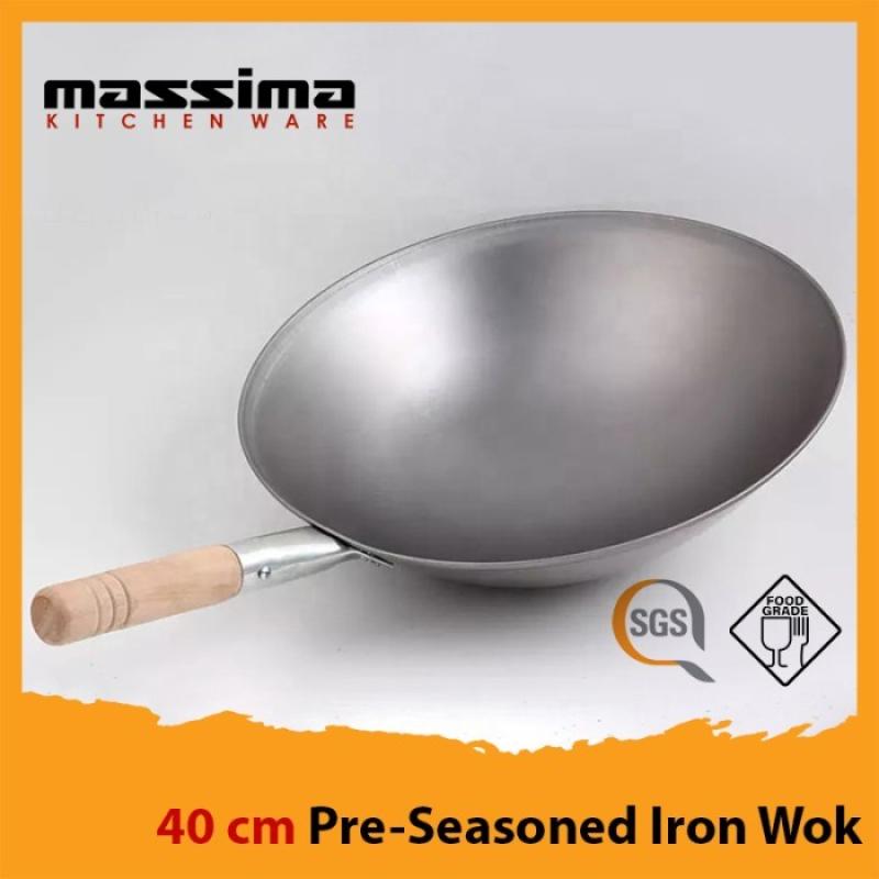 Promo Kuali Wajan Penggorengan Besi Baja Pre Seasoned 40 Cm Gagang Kayu ...
