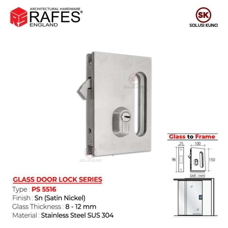 Promo Kunci Pintu Kaca Sliding Stainless Steel SUS 304 RAFES Single PS ...