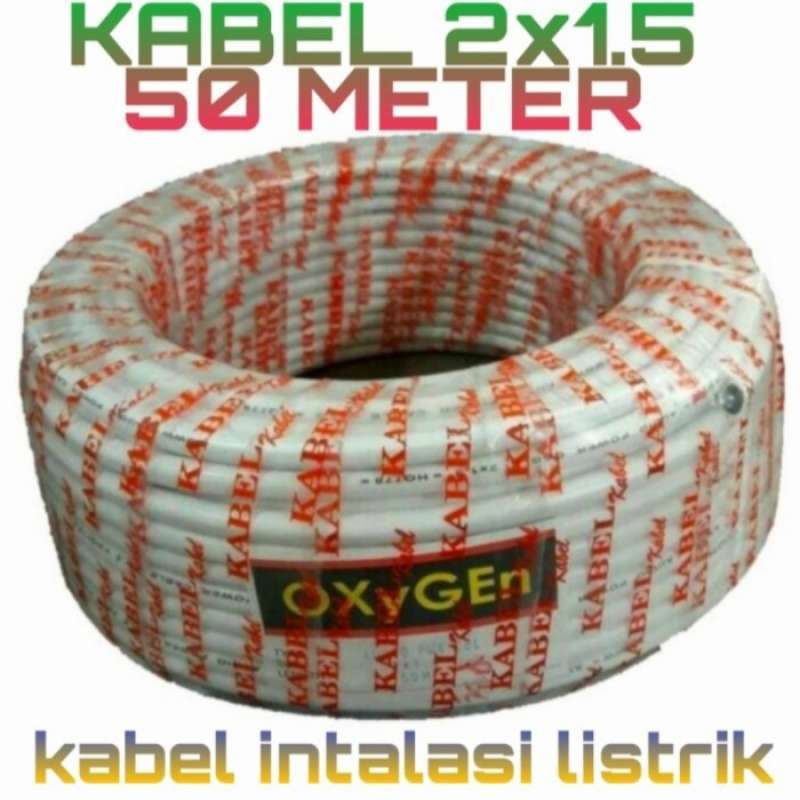 Promo Kabel Listrik 1 Roll 50 Meter Ukuran 2x1.5 Kwat Oxygen Kabel 2 ...