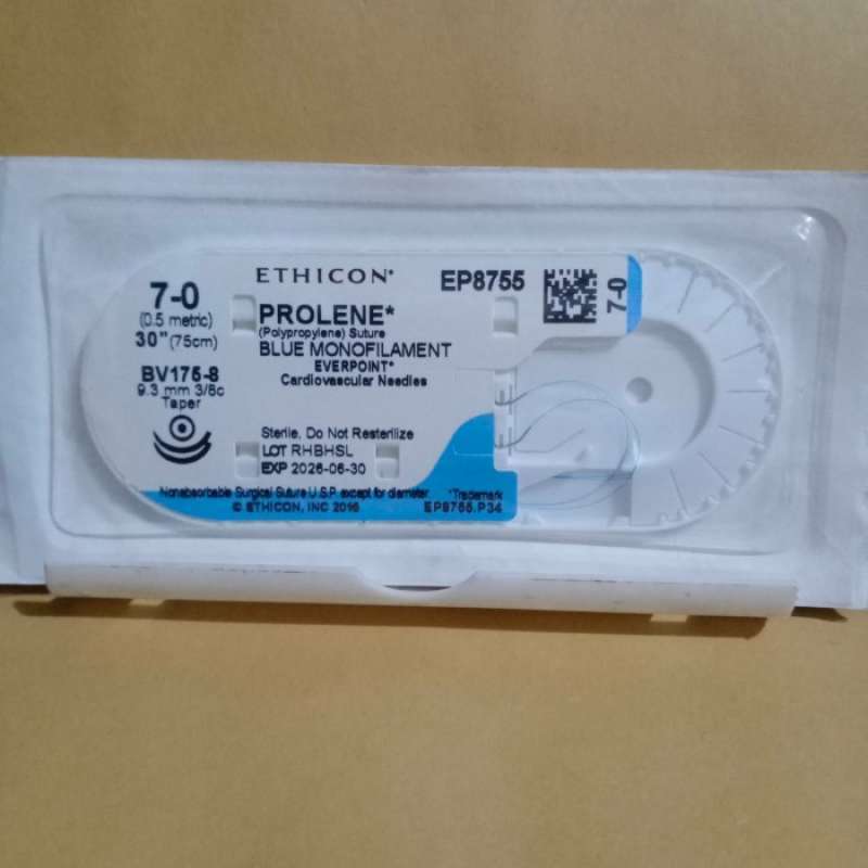 Jual PROLENE 7/0 taper (polypropylene blue monofilament non absorbable ...