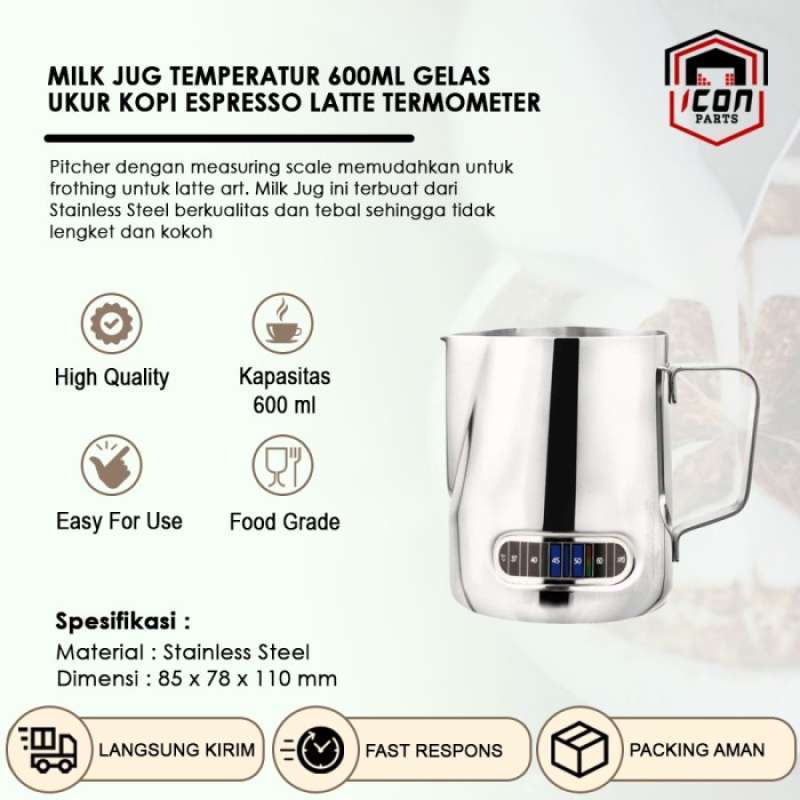 Promo Milk Jug Temperatur 600ml Gelas Ukur Kopi Espresso Latte ...