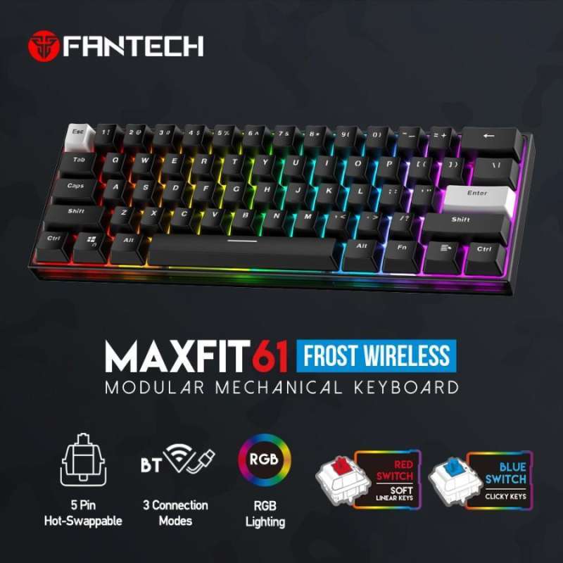 Jual Fantech Maxfit61 Frost Wireless Hostwap Keyboard Gaming Mechanical ...