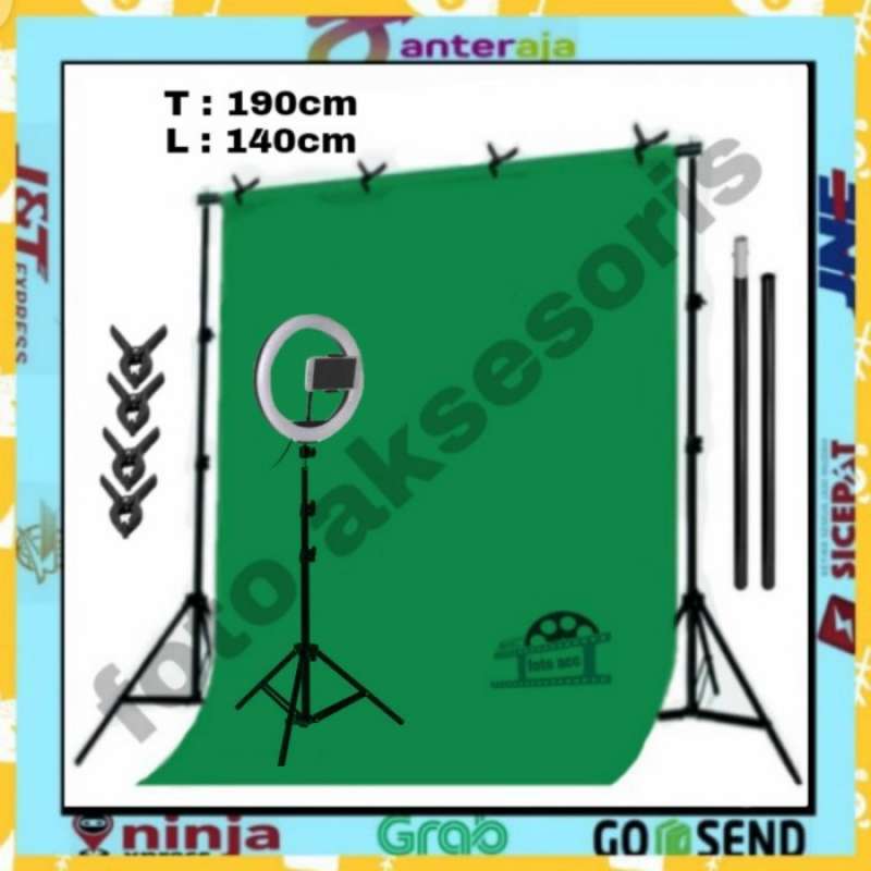 Promo lighting green screen + ringlight lengkap dengan stand Diskon 23% ...