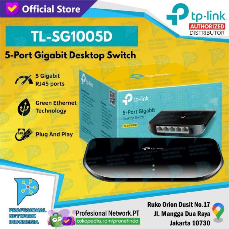 Promo TL-SG1005D TPLink 5 Port Gigabit Desktop Switch Hub Diskon 23% di ...