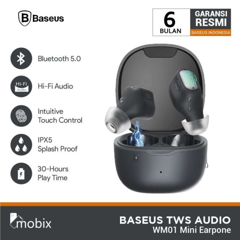 Promo BASEUS TRUE WIRELESS BLUETOOTH EARPHONE MINI EARBUDS TWS WM01 ...