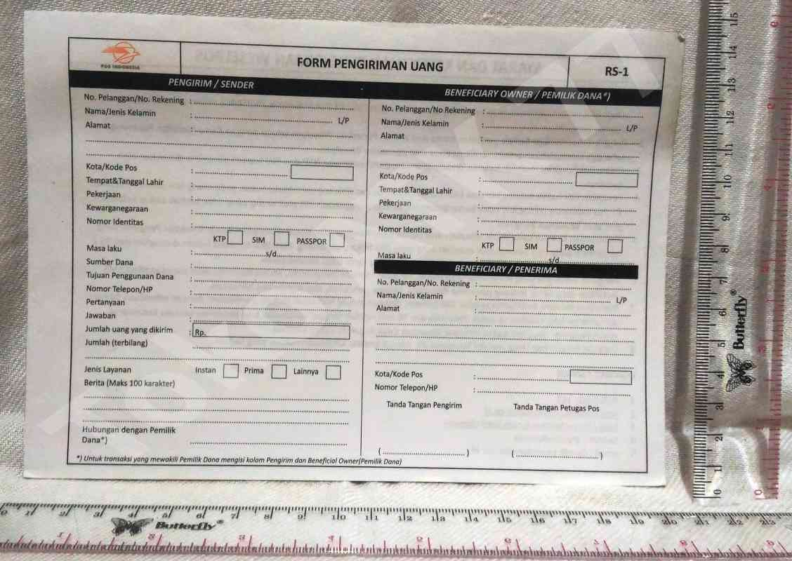 Jual Kertas Wesel Pos Remittance Form Pengiriman Uang 4lembar READY ...