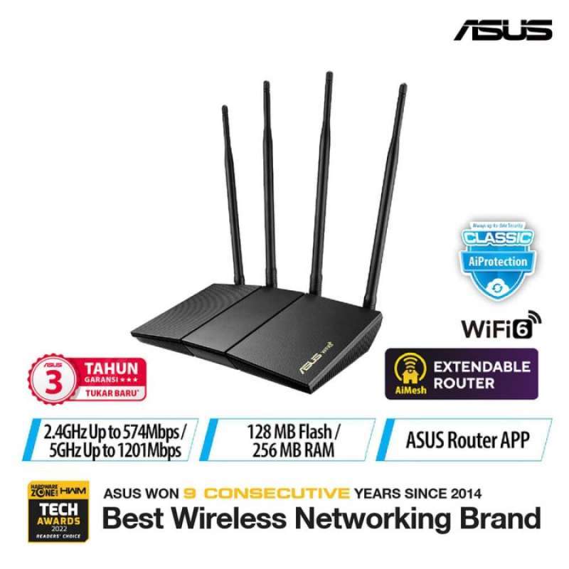 Jual Asus Rt-ax1800 Dual Band Ax1800 High Power Wifi 6 Router With ...
