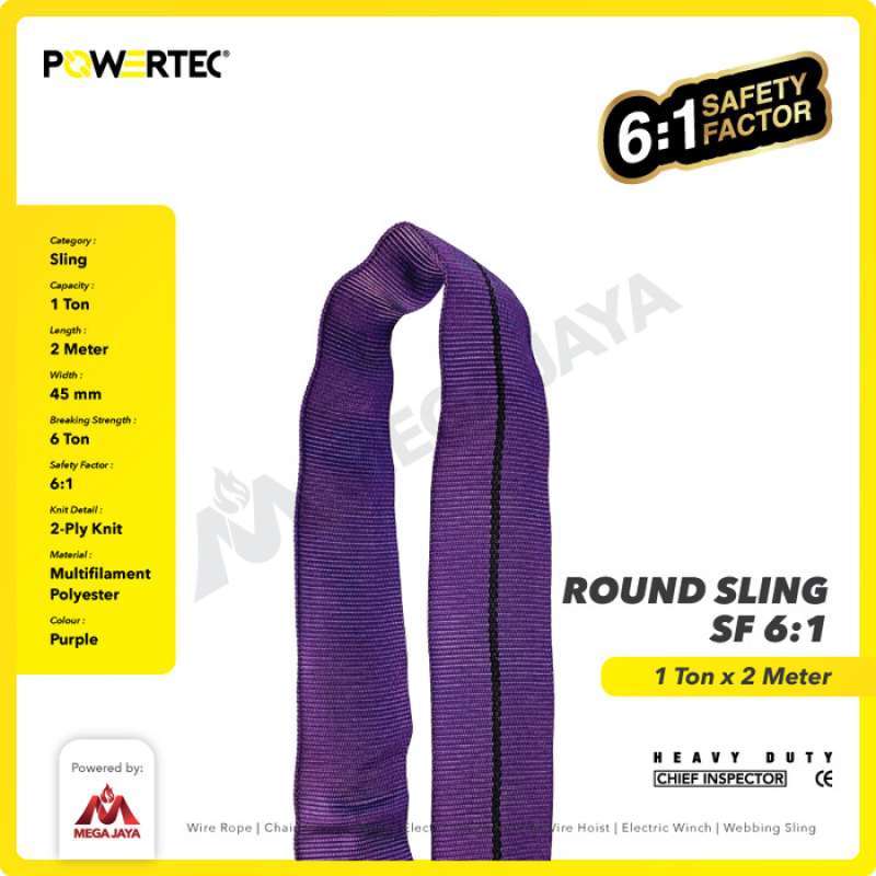 Promo Round Sling / Roundsling 1 Ton x 2 Meter POWERTEC Double Jacket ...