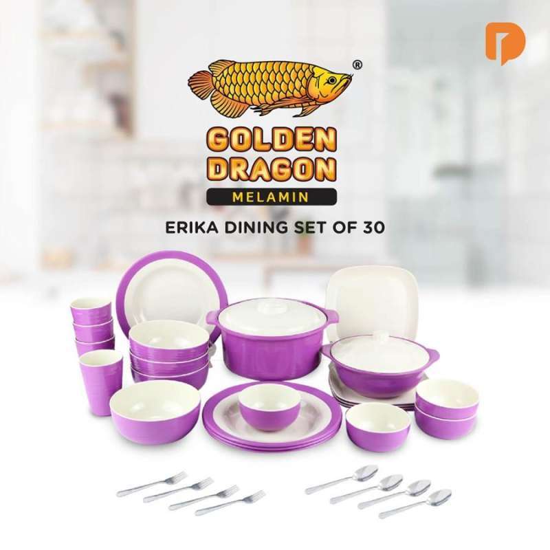 Jual Alat Makan Serving Dinning Set Golden Dragon Melamine Erika Purple ...